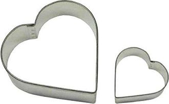 PME Lot de 2 Emporte pi&egrave;ces Coeur pour Biscuits et G&acirc;teaux, Acier Inoxydable, Argent,, 7 x 2 x 7 cm SC606