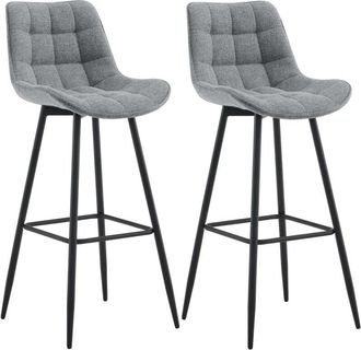 Clp Lot de 2 tabourets de bar Dartford Gris Tissu