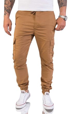 Rock Creek Herren Cargohose Chinohose Outdoor Herrenhose Tapered Jogging Pants Hose mit Taschen Beintaschen M&auml;nner H-179 Beige W40 L30