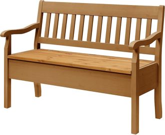 Maison Belfort home24 Sitzbank Boston 131cm Braun/Kiefer Laugenfarbig mit Armlehnen