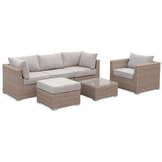 Sweeek Hochwertiges Lounge-Set Rattan XXL Natur / Dunkelgrau