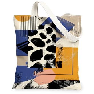 Generic Sacs fourre-tout en toile g&eacute;om&eacute;trique, impression dart moderne, sacs d&eacute;picerie r&eacute;utilisables, &eacute;l&eacute;gants, l&eacute;gers et lavables en toile pour, multicolore,