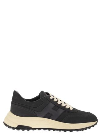 Hogan Low-Top Sneaker - Fluid Shape Hyperlight Suede Trainers - Gr. 7_5 - in Schwarz - f&uuml;r Damen