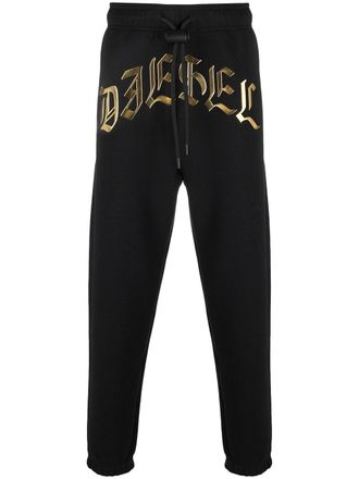 Diesel pantalon de jogging &agrave; logo imprim&eacute; - Noir
