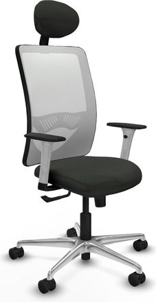 Piqueras y Crespo Schreibtischstuhl Zulema in Wei&szlig; und Schwarz, mit wei&szlig;en und schwarzen Armlehnen, h&ouml;henverstellbare Lendenwirbelst&uuml;tze und festes Kopfteil, Wei&szlig;/Schwa