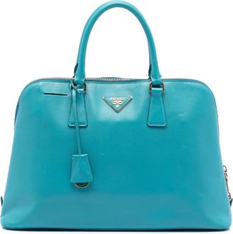Prada Blue Large Saffiano Lux Promenade Satchel