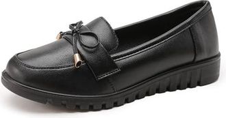 Generic Chaussures plates confortables à enfiler avec noeud papillon pour femme - Semelle souple et légère - Style décontracté, Noir, 39.5 EU