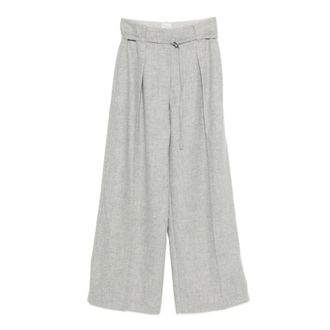 Brunello Cucinelli Graue Plissierte G&uuml;rtelhose - - Trousers - Damen - Grau - S