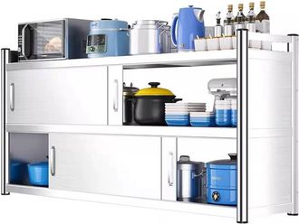 Generic Metallschrank Mehrzweckschrank Metall Edelstahlkonstruktion 1- Oder 2-lagig Schiebet&uuml;r Oberschrank Schraubbefestigung M&ouml;glich Tragkraft Pro Ebene: 50 