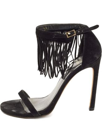 Stuart Weitzman sandales en daim &agrave; franges 120 mm - Noir