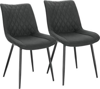 Woltu Chaise de Salle à Manger Lot de 2, Chaises de Salon Scandinaves, pour Salle de Séjour, Chambre à Coucher, Cuisine, en Tissu Leathaire et Métal, Bordea