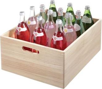 InterDesign iDesign The Home Edit by iDesign Extra große Paulownia Holz Mehrzweck-Aufbewahrungsbehälter mit Griffen, Natur