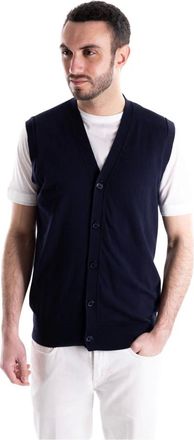 Paolo Pecora Homme, Pulls, Bleu, Taille: 2XL Cotton Knitted Vest