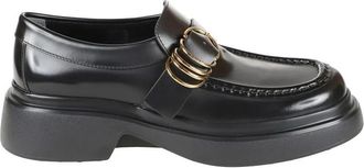 Tod's Rounded Toe Black Loafers With Buckle Detail - Gr. 36,5 (EU) - in Schwarz