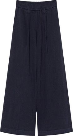 Forte_Forte Femme, Pantalons, Bleu, Taille: 40 FR Pantalon Taille Haute en Coton Bleu