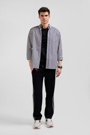 Eden Park Chemise En Popeline De Coton Ray&eacute;e Marine Coupe Regular