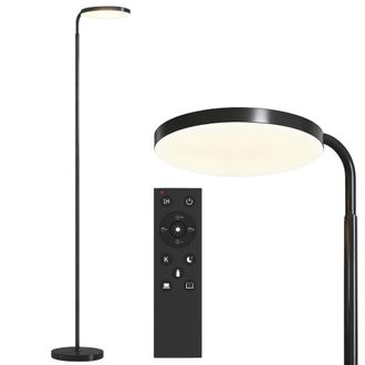 HOMCOM Stehlampe LED Wohnzimmer Dimmbar Stehleuchte 2800 lm mit magnetischer Fernbedienung Stufenlos Einstellbar 3000K-6500K Deckenfluter H&ouml;henverstellbar mi