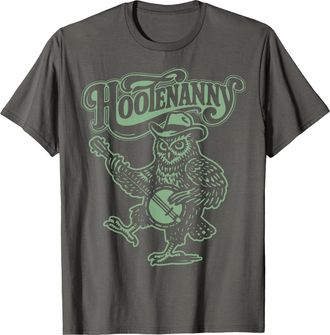 Giant Step Design Co. Hootenanny! Funny Banjo Owl Country Bluegrass Cottagecore T-Shirt