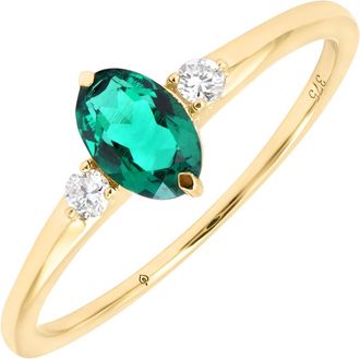 Edenly Nerea Ring - 9-karätiges Gelbgold, synthetischer Smaragd und Diamanten