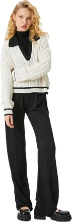 Koton Trousers High-Rise Relax Fit Textured Standard Leg
