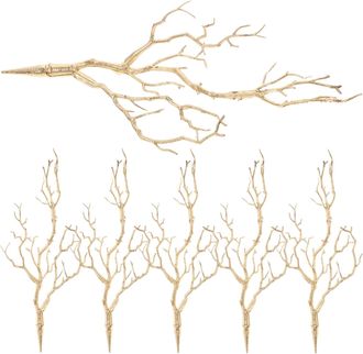 Angoily 6 St&uuml;ck K&uuml;nstliche Baumzweige aus Kunststoff Naturgetreue Dekorative &Auml;ste in Gold f&uuml;r Zuhause Garten und Selbstgemacht Bastelarbeiten Wiederverwendbar