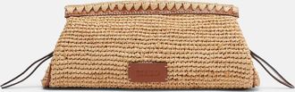 Staud Clutch Maude aus Raffiabast mit Leder