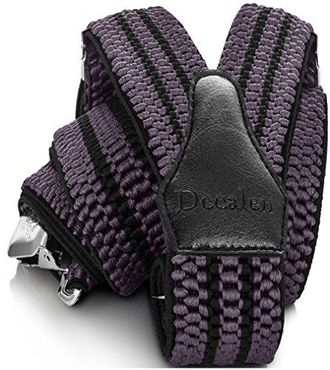 Decalen Bretelle Uomo Eleganti Extra Forte Clip Taglia Unica per Uomini e Donne Grandi e alti Larghezza Regolabile di 4 cm e Forma a Y Elastica (Gris Noir)