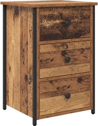 vidaXL Vidaxl - Nachttisch Altholz 40 x 36 x 60 cm Schichtholz und Metall