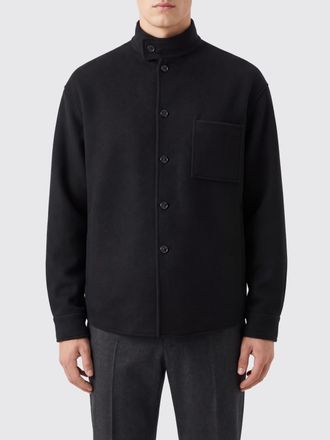 Giorgio Armani Hemdjacke aus Kaschmirmischung mit Stehkragen und aufgesetzten Taschen