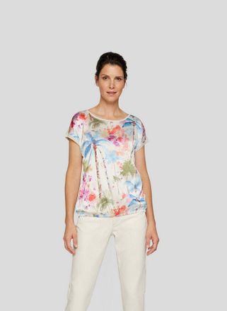 Rabe Kurzarmshirt mit floralem Muster vorn, hinten unifarben