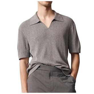 Generico T-shirt sans manches pour homme avec col en V Coupe slim Polo &agrave; manches courtes Robe en tricot c&ocirc;tel&eacute; T-shirt de golf d&eacute;contract&eacute; et styl&eacute;, gris, XXXL