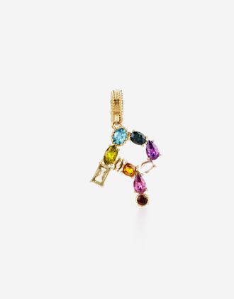 Dolce & Gabbana Charm R Lettering 18-karätiges Gelbgold Und Mehrfarbige Edelsteine - Frau Charms Gold Onesize