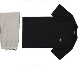 Emporio Armani Herren Pyjama grau Jersey-Baumwolle Gemustert