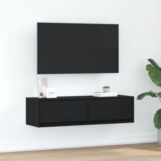 vidaXL Vidaxl - Meuble tv Ch&ecirc;ne noir 100 x 31 x 25.5 cm Bois ding&eacute;nierie