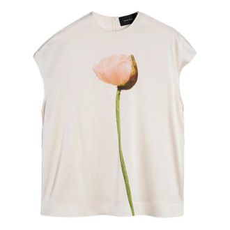 Simone Rocha Femme, Tops, Blanc, Taille: 34 FR Haut Smock &agrave; Motif Coquelicot