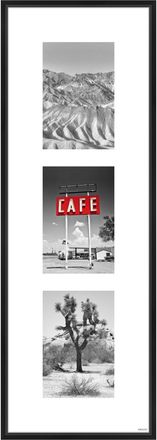 Nielsen Design Collagerahmen mit Passepartout, 20x60 cm - 3x 10x15 cm, Aluminium, Schwarz matt, Collage mit 3 Bildern zum Aufh&auml;ngen im Hoch- & Querformat, Echtglas, 