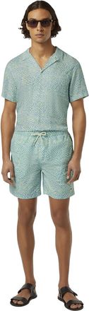 Scotch & Soda Mens Mini-Printed mid-Length Swimshort Board Shorts, Luna Ditsy Green AOP, XL