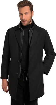 JP1880 Hommes Grandes tailles L-8XL Manteau en laine m&eacute;lang&eacute;e, avec insert matelass&eacute; et col &agrave; revers. Jusquau 8 XL. noir XXL 821066100-XXL