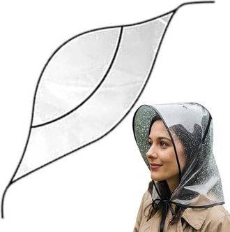 Generico Chapeau de Pluie Femme - Protection Imperm&eacute;able R&eacute;utilisable en PE avec Bordure,Chapeau de Pluie Transparent avec Visi&egrave;re,Id&eacute;al Dame Fille Amie M&egrave;re V