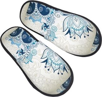 Generic Fleur Bleue Abstraite Unisexe Chaussons Confortable Pantoufles Peluche Slippers Pour Automne Maison Hiver M