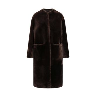 BLANCHA Manteau r&eacute;versible en peau lain&eacute;e Oak - Femme - Vestes - Brun - Taille: 38 FR