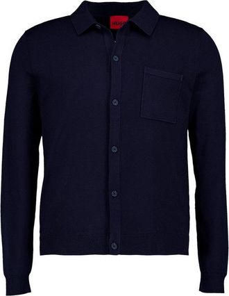 HUGO BOSS Herren Cardigan blau unifarben