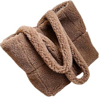 Yarnow Sac Fourre-tout Peluche Spacieux pour Femme Sac &agrave; Bandouli&egrave;re Doux et Confortable Shopping et Travail