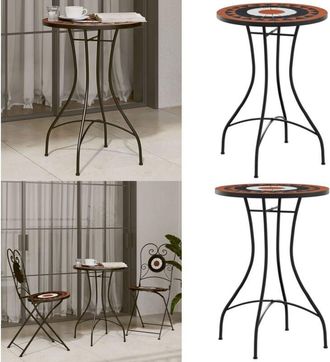 vidaXL Table de bistro mosa&iuml;que terre cuite blanc &Oslash;50x70 cm c&eacute;ramique - Table De Bistrot - Table Ext&eacute;rieure - Table Mosa&iuml;que - Mobilier De Jardin