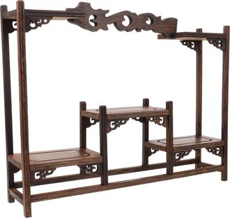Valiclud Garneck Antikes Holzdisplay Regal aus Stabilem Hartholz Kompaktes Mehrzweck Stand f&uuml;r Orientalische Vasen und Sammlerst&uuml;cke Platzsparend und Vielseiti