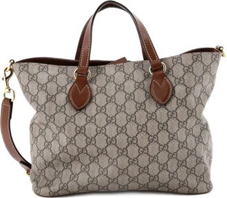 Gucci Convertible Soft GG Coated Canvas with Leather Small tote bag - Braun