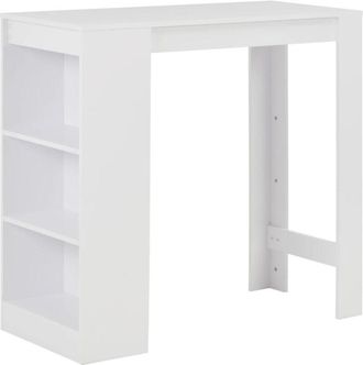 vidaXL Table de bar avec &eacute;tag&egrave;re Blanc 110x50x103 cm