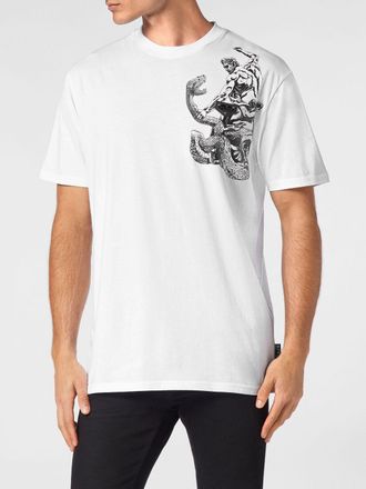 Philipp Plein T-shirt en coton avec imprim&eacute; graphique Snake et logo contrastant