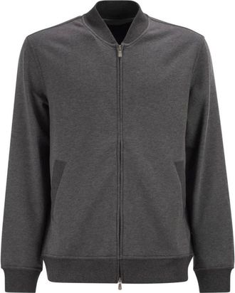 Brunello Cucinelli Homme, Sweatshirts et sweats &agrave; capuche, Gris, Taille: XL Blouson aviateur zipp&eacute;