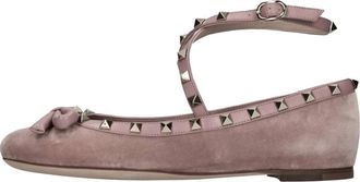 Valentino Garavani Femme, Chaussures, Rose, Taille: 38 EU Velvet Rockstud Ballet Flat